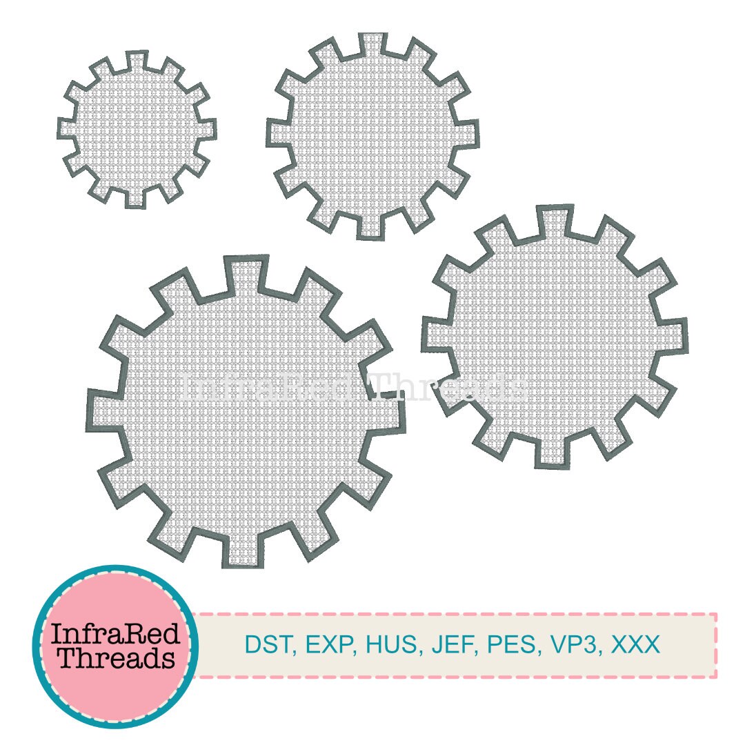Gear Cog Embossed Blank Design 4 Sizes Digital Embroidery Design - Etsy