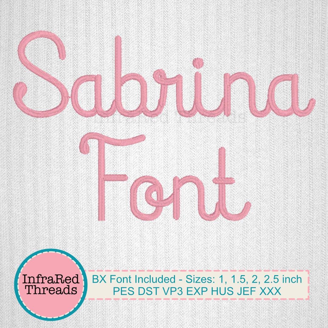 Sabrina Embroidery Font – Sweet Satin Stitch Script in 4 Sizes - Etsy