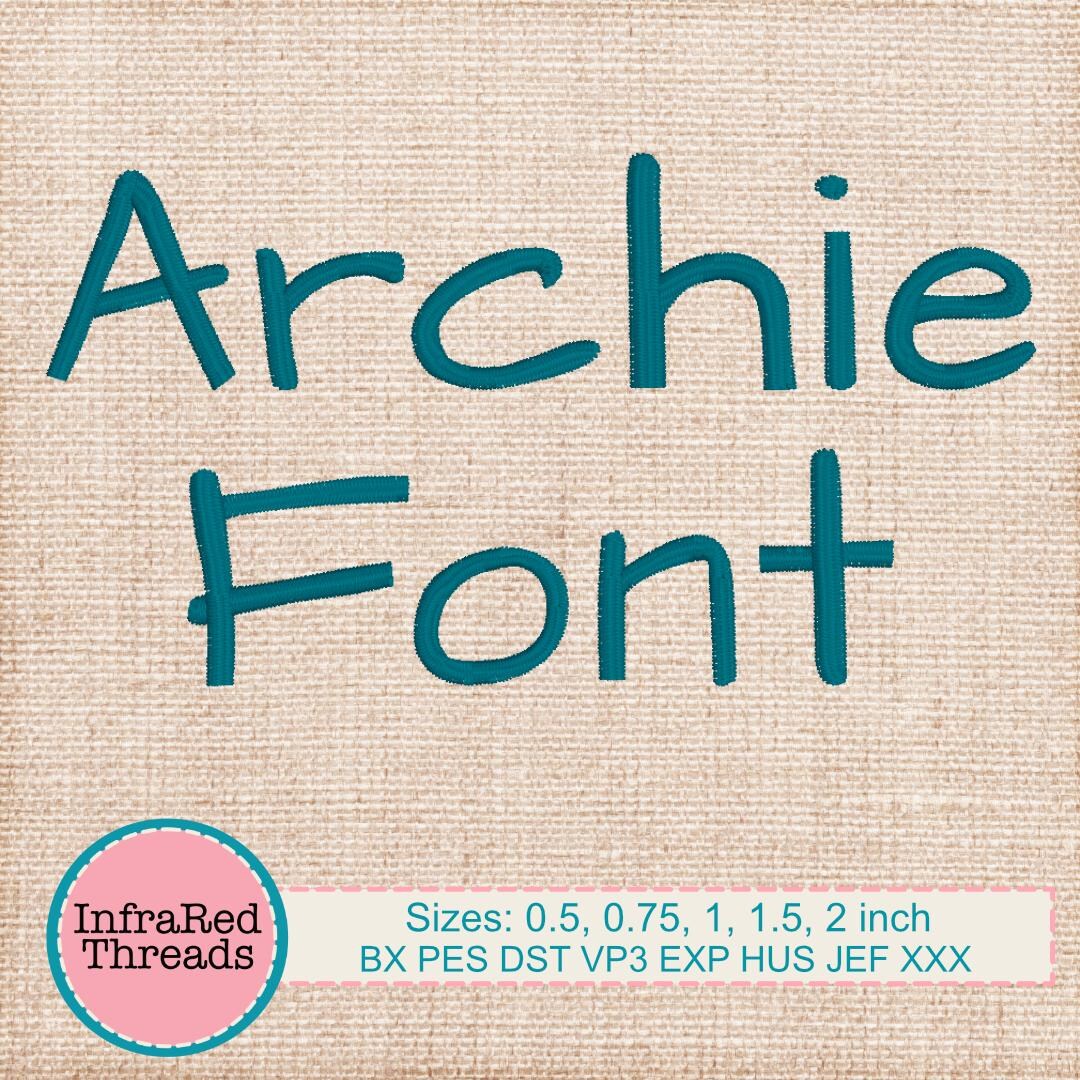 Archie Embroidery Font – Handwritten Satin Stitch Font in 5 Sizes - Etsy