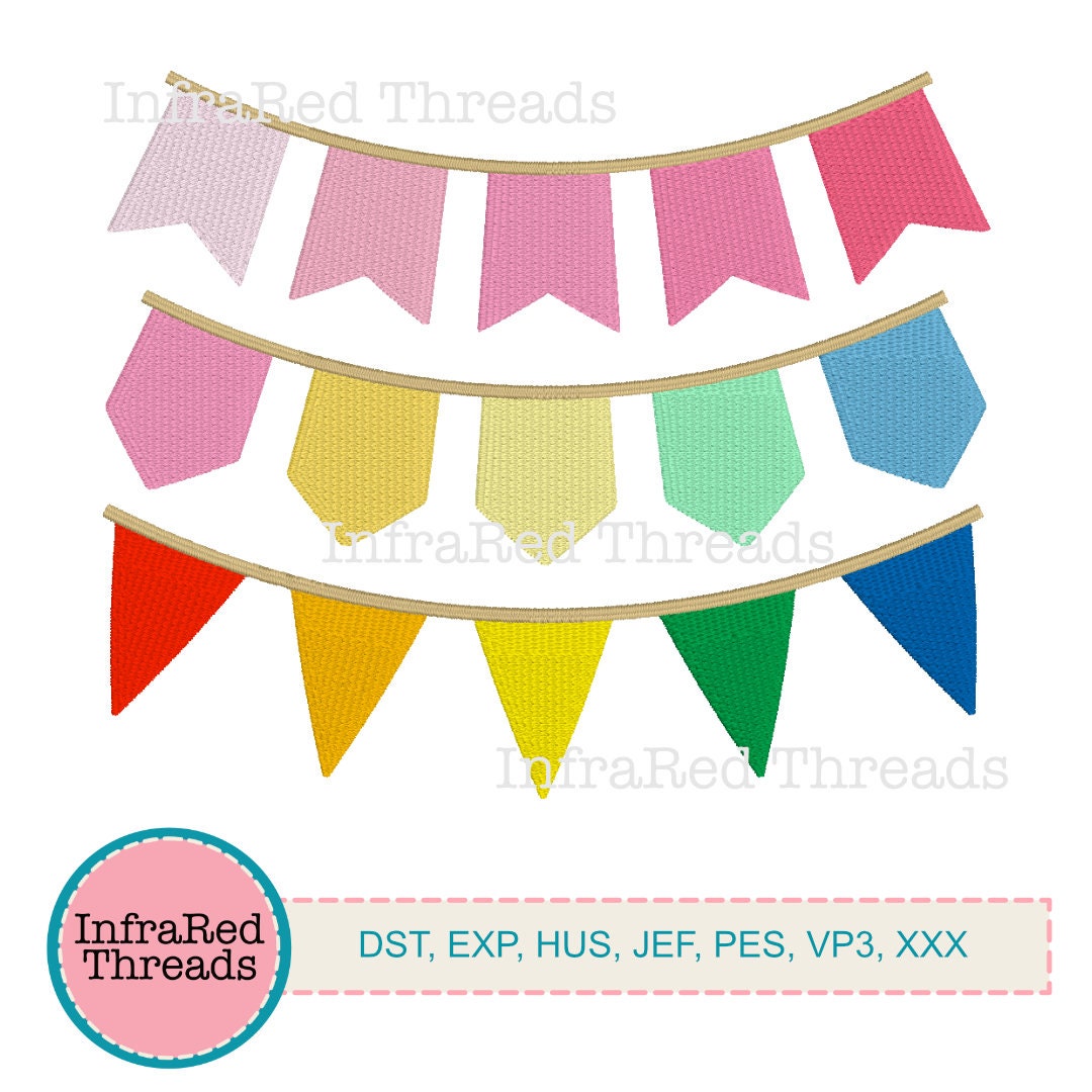 Banner/bunting - 5 Flags - 3 Styles- Embroidery Design - Etsy