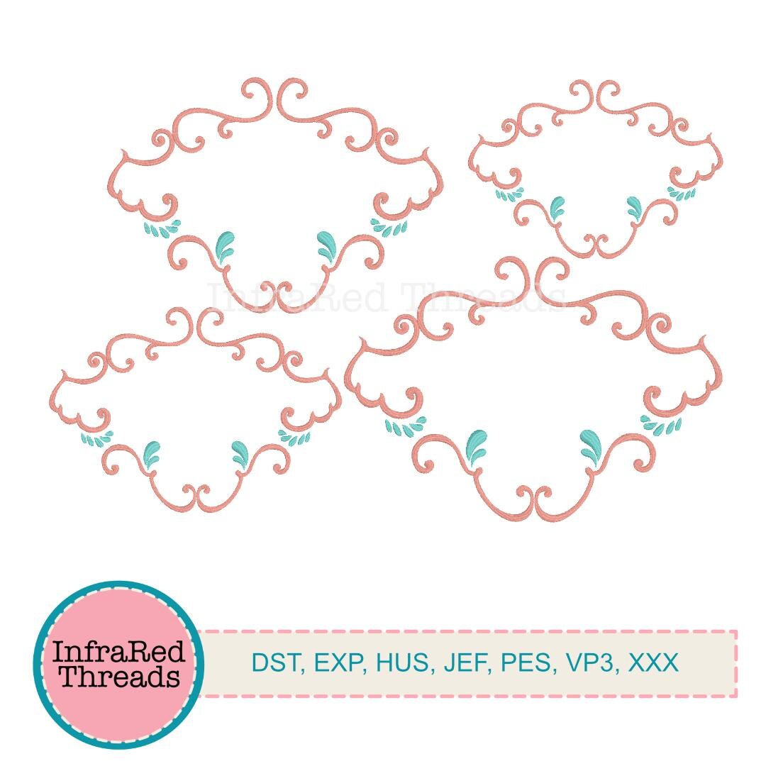 Whimsical Baroque Monogram Frame Embroidery Design – 4 Sizes - Etsy