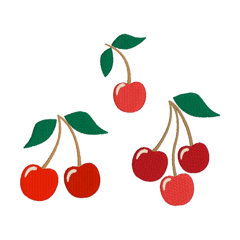 Cherries 3 Styles Digital Embroidery Design - Etsy