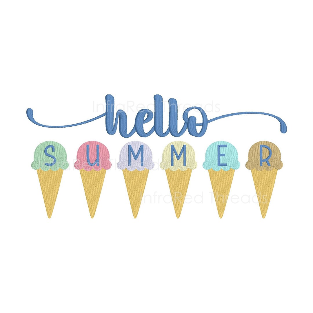 Hello Summer Ice Creams Digital Embroidery Design - Etsy