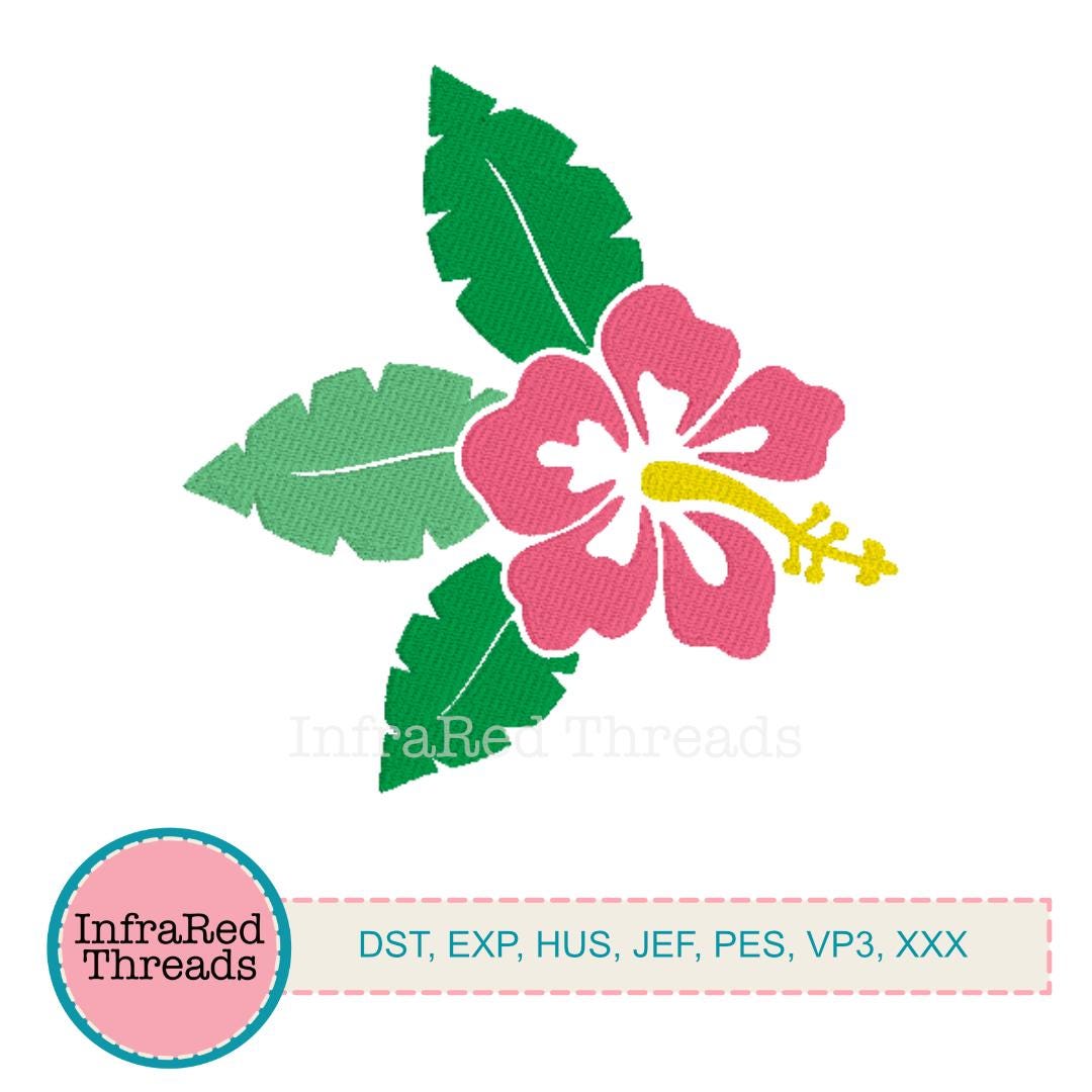 Hibiscus Flower Embroidery Design – 4x4 Inch Tropical Floral Fill ...