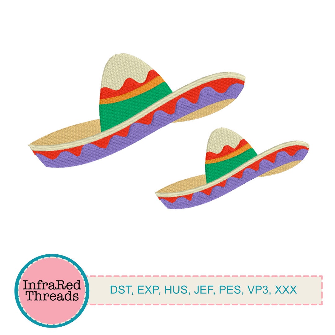 Sombrero Style B 2 Sizes Digital Embroidery Design - Etsy