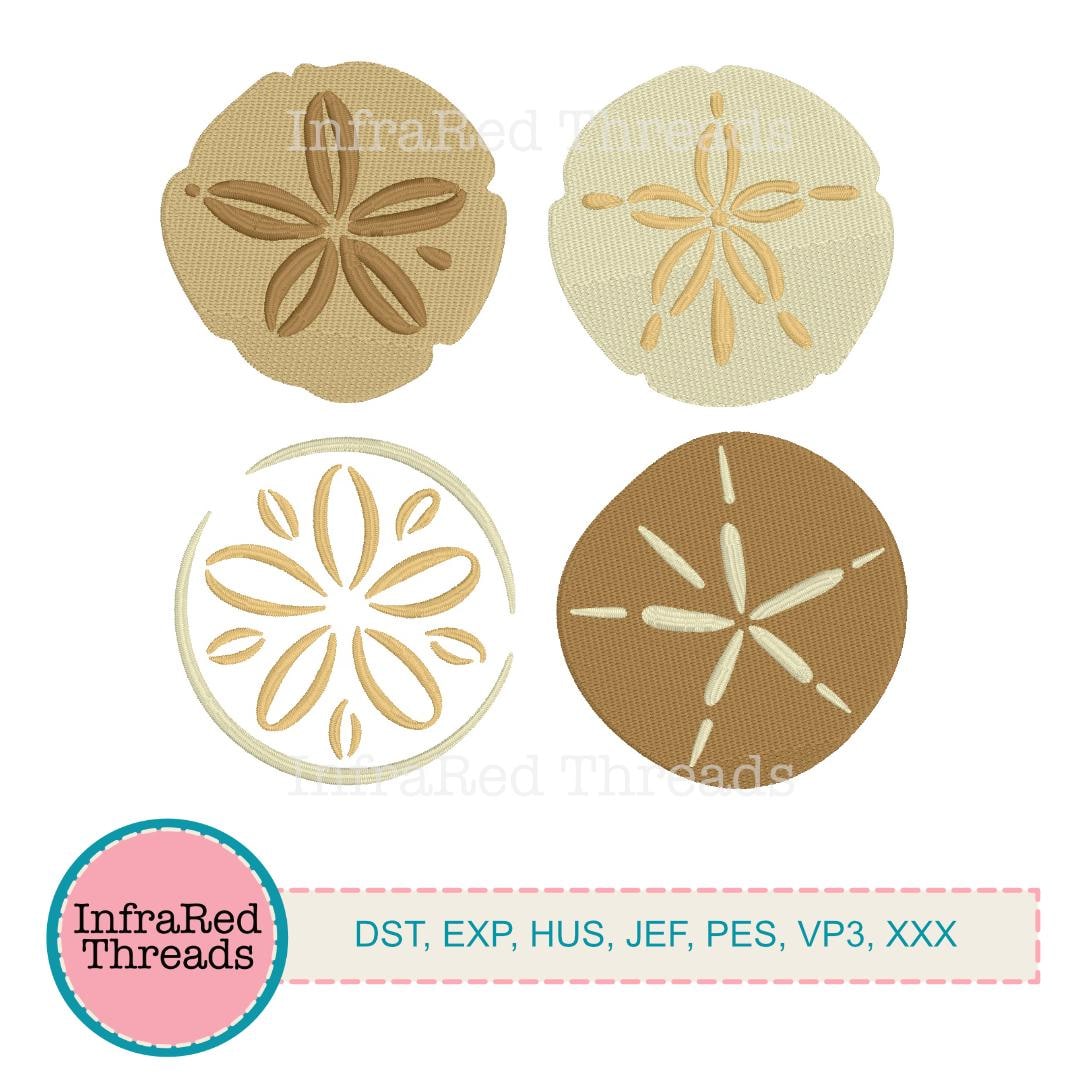 Sand Dollar Embroidery Design – Set of 4 Coastal Motifs in Two Sizes - Etsy