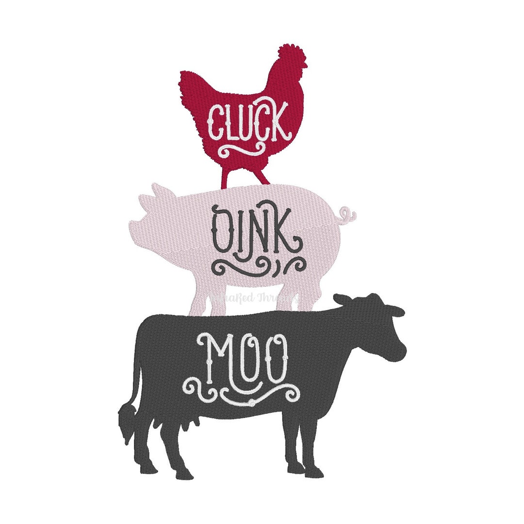 Cluck/chicken, Oink/pig Moo/cow Country Farmhouse Digital Embroidery ...