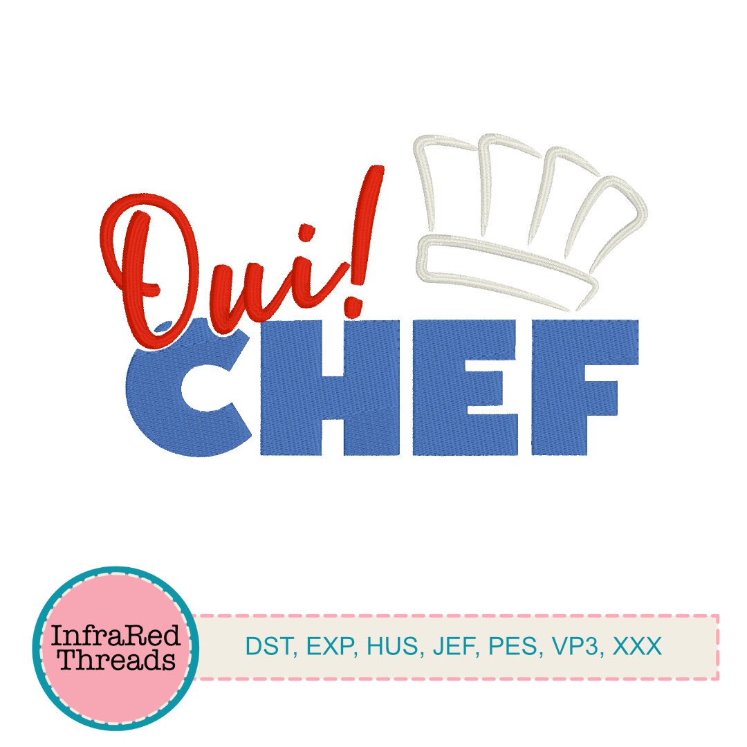 Oui! Chef Embroidery Design – French Cooking Phrase With Chef Hat - Etsy