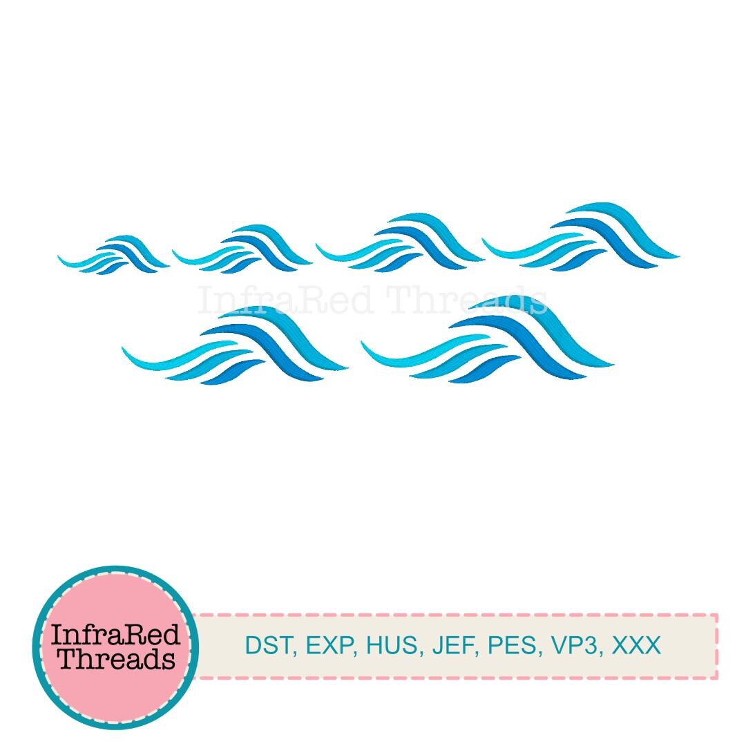 Waves - 6 Sizes - Embroidery Design - PES, DST - Etsy