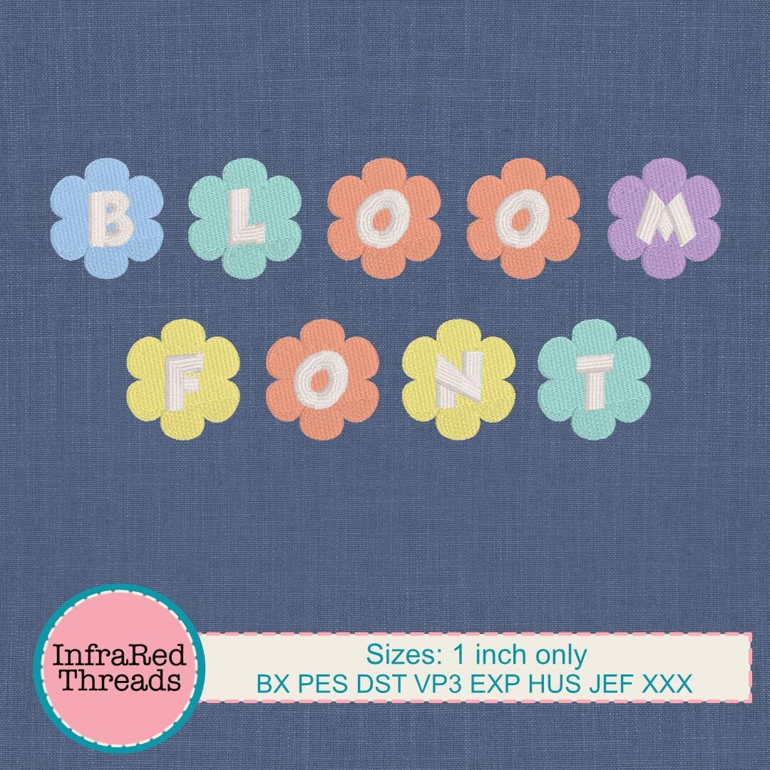 Bloom Flower Embroidery Font – Block Letters in 1” Floral Motif - Etsy