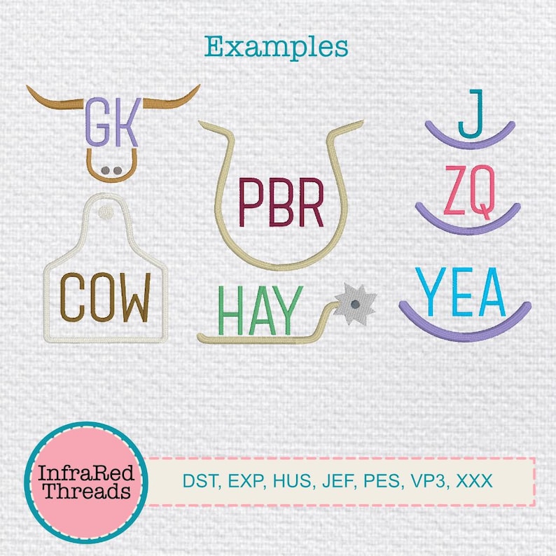 Western Monogram Frame Set Horseshoe Bull Horns Spur & Ear Tag ...