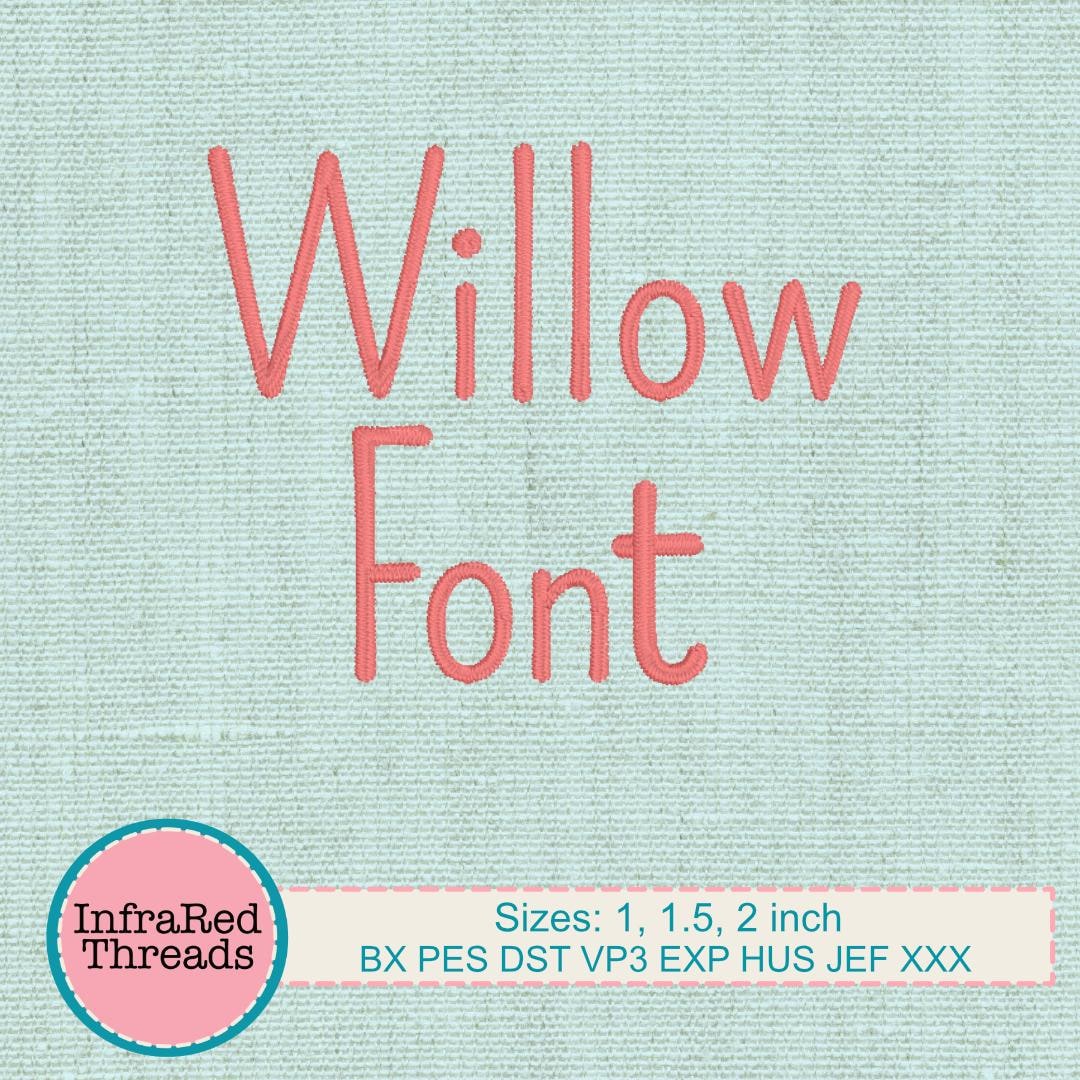 Willow Embroidery Font Tall Narrow Satin Stitch Alphabet in 3 Sizes - Etsy