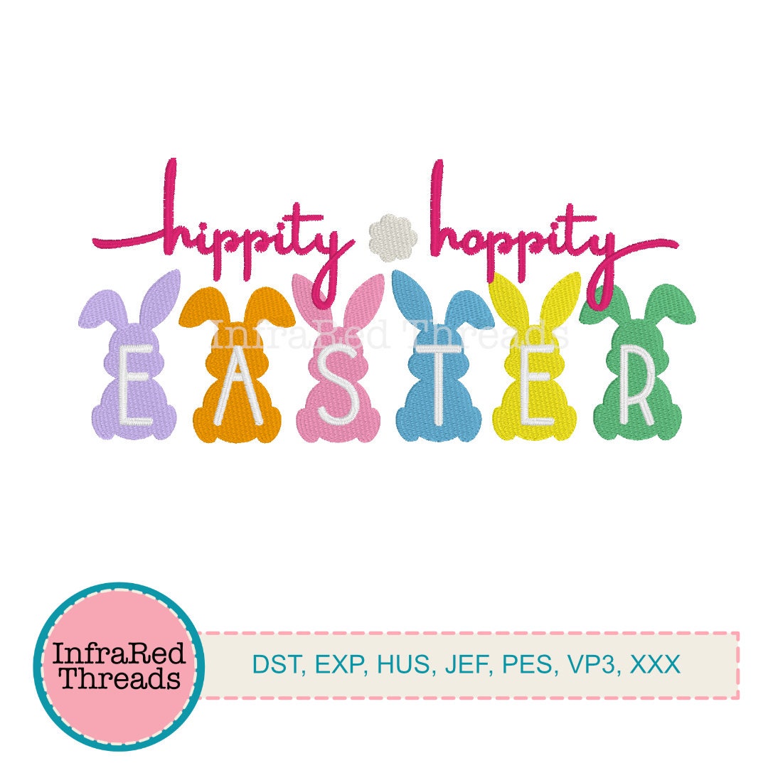 Hippity Hoppity Easter Bunnies - Digital Embroidery Design - Etsy