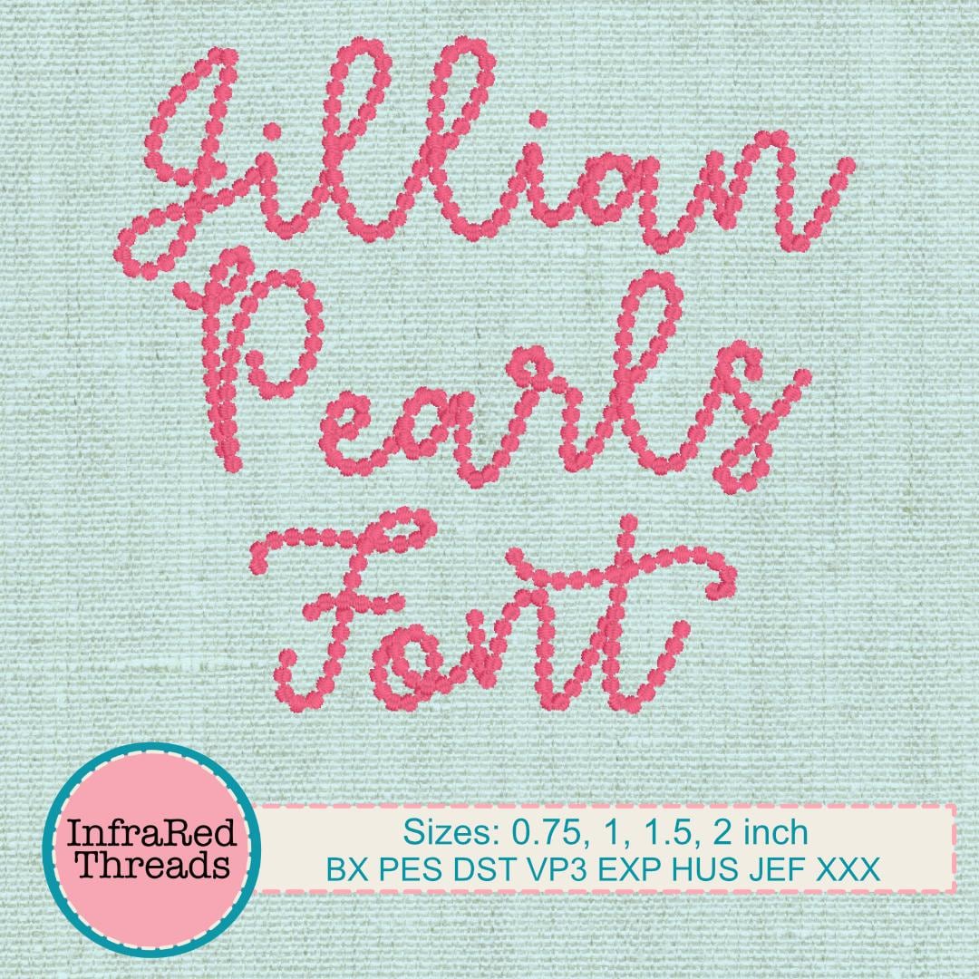 Jillian Pearls Embroidery Font – Script Font With Beaded Pearl Style - Etsy