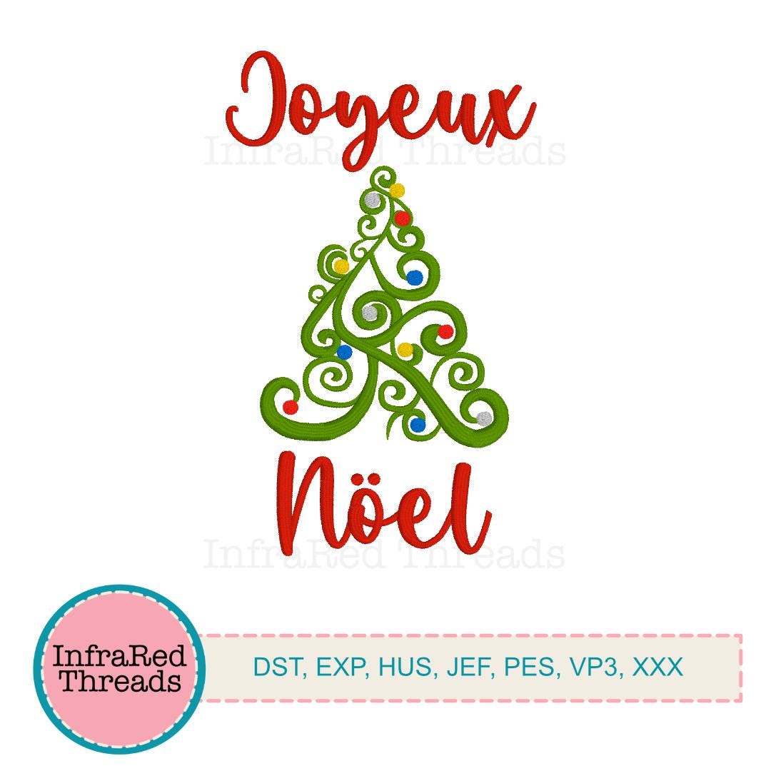 Joyeaux Noel Swirly Tree Digital Embroidery Design - Etsy