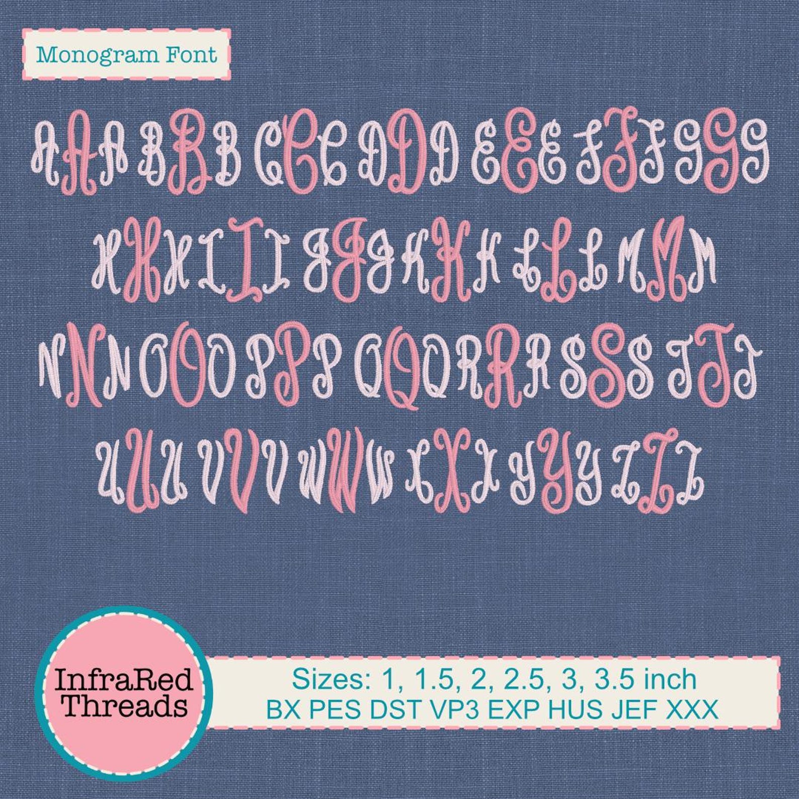 Alice Monogram Letters Embroidery Font – Elegant Curled Lettering - BX ...