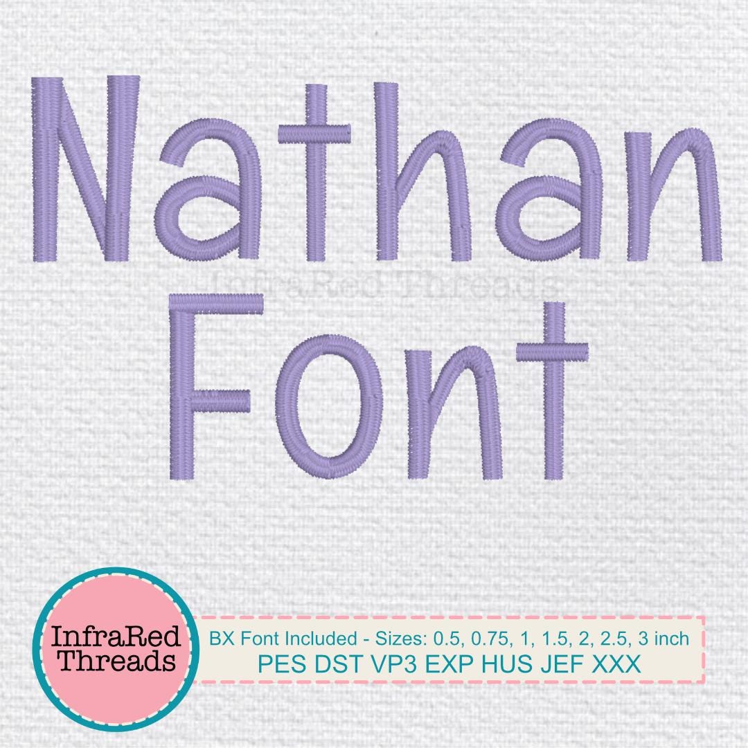 Nathan Embroidery Font – Sans Serif With Handwritten Style – 0.5 to 3 ...