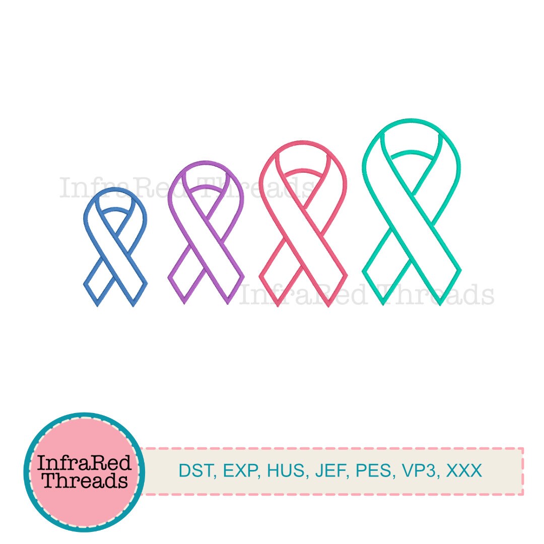 Awareness Ribbons (outline) - 4 Sizes - Digital Embroidery Design - Etsy