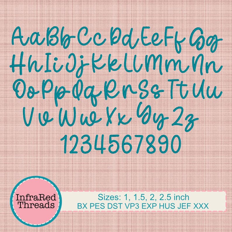 Riley Embroidery Font – Modern Script Style in 4 Sizes - Etsy