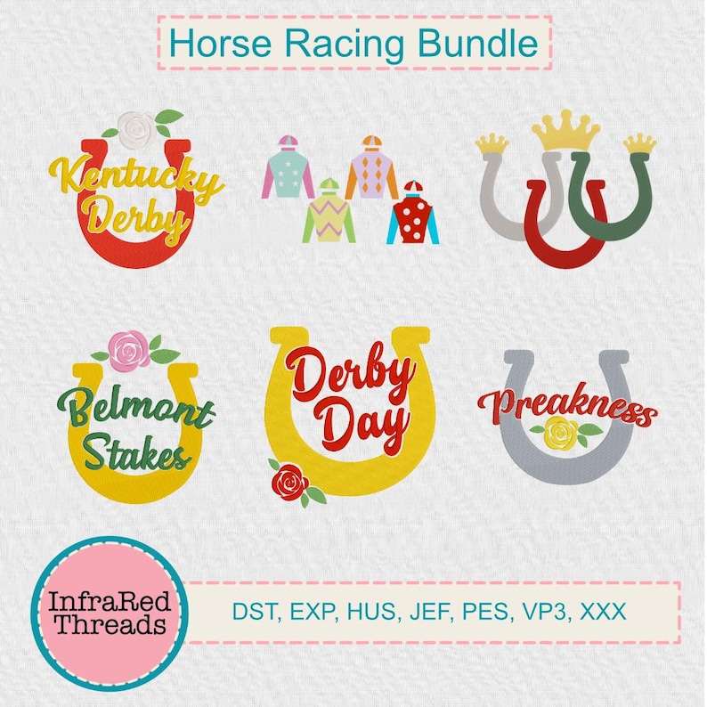 Horse Racing Embroidery Design Bundle – Derby, Triple Crown, Jockey ...