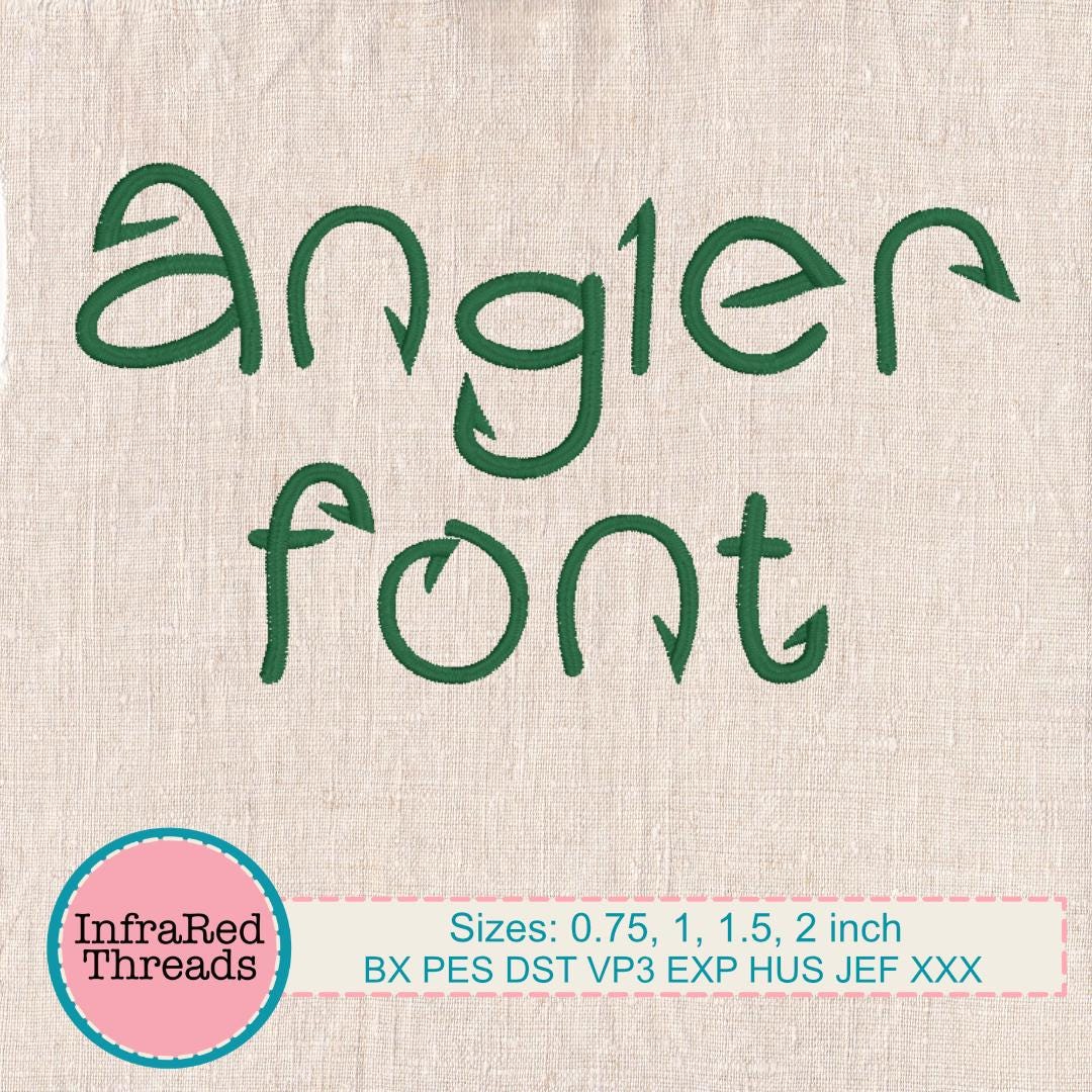 Angler Embroidery Font Fish Hook Alphabet in 4 Sizes - Etsy
