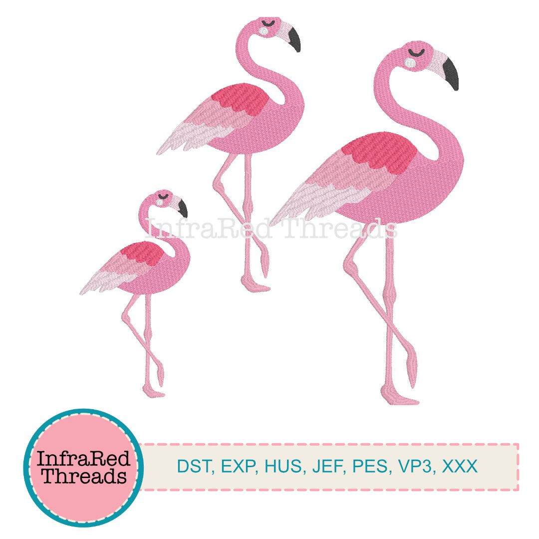 Flamingo Embroidery Design – Pink Standing Flamingo in 3 Sizes - Etsy