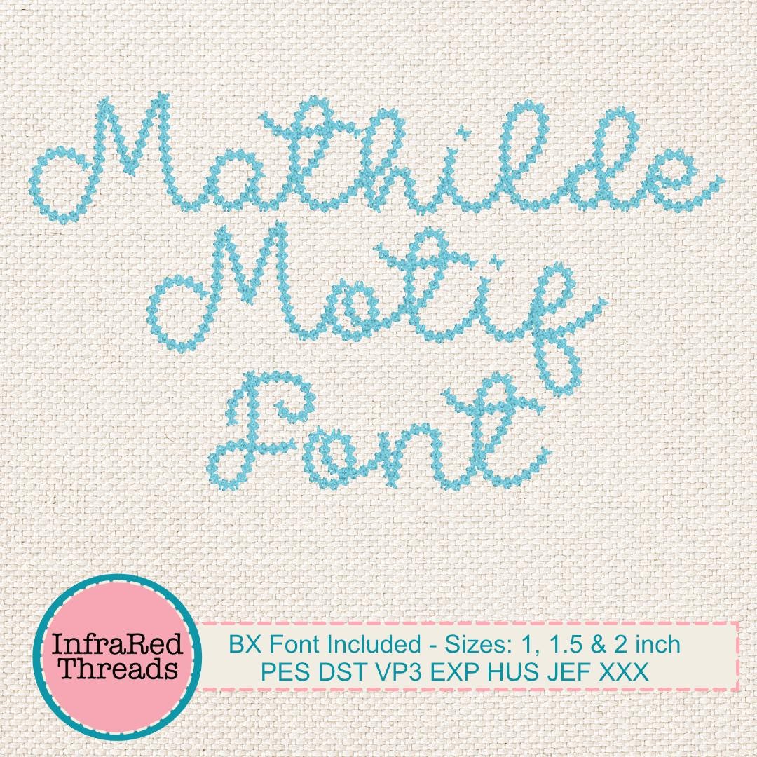 Mathilde Motif Embroidery Font – Decorative Script Chain Stitch in 3 ...