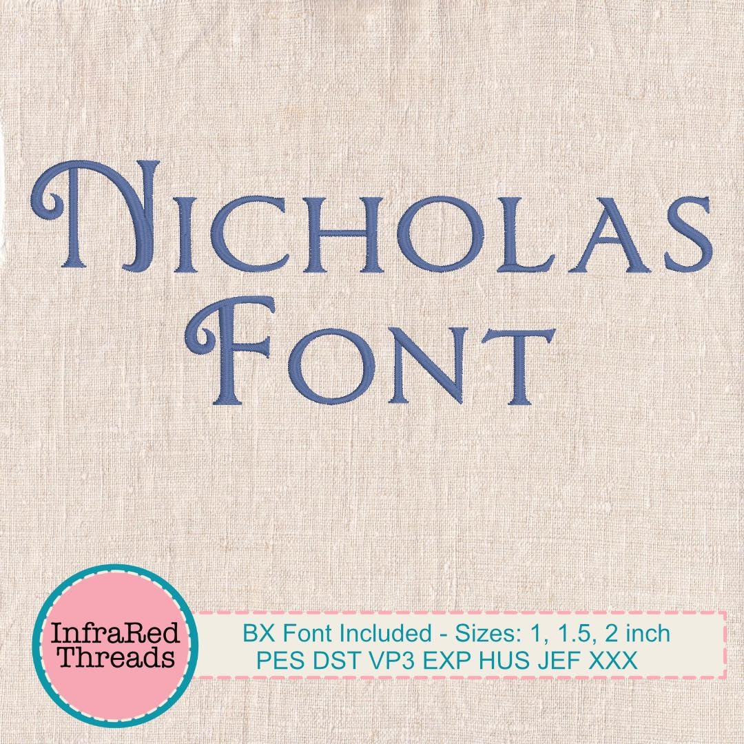 Nicholas Embroidery Font – Classic Serif Lettering for Monograms - BX ...