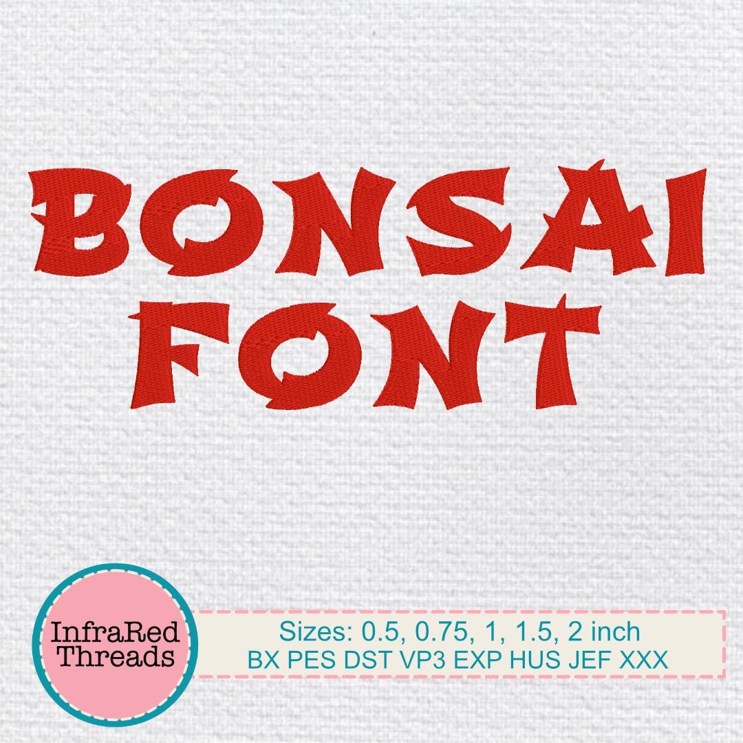 Bonsai Embroidery Font – Bold Fill Stitch Letters in 5 Sizes - Etsy