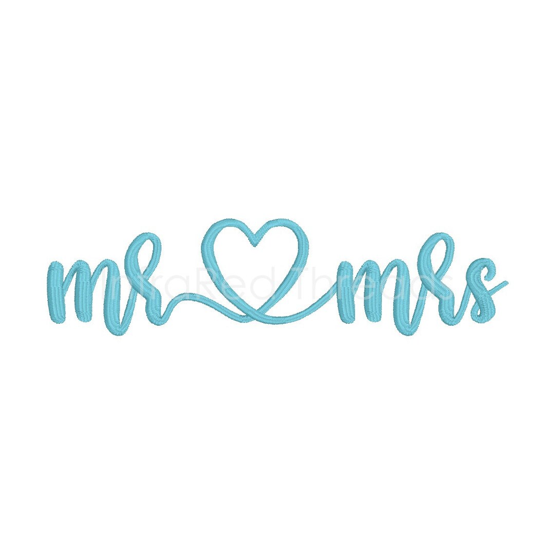 Mr & Mrs With Heart Digital Embroidery Design - Etsy