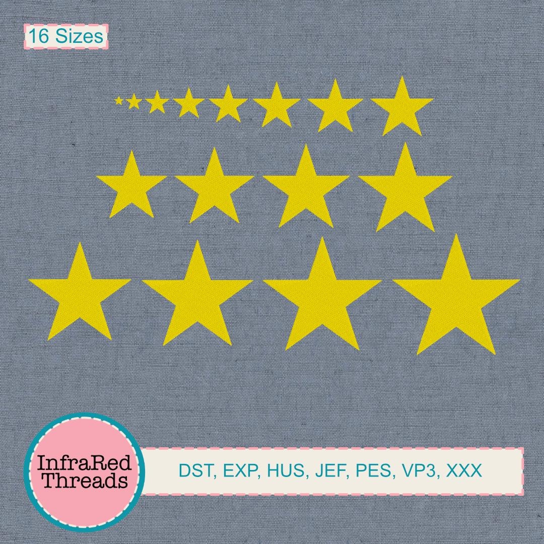 Stars Embroidery Design, Geometric Star Stitch, Simple Star Outline PES ...