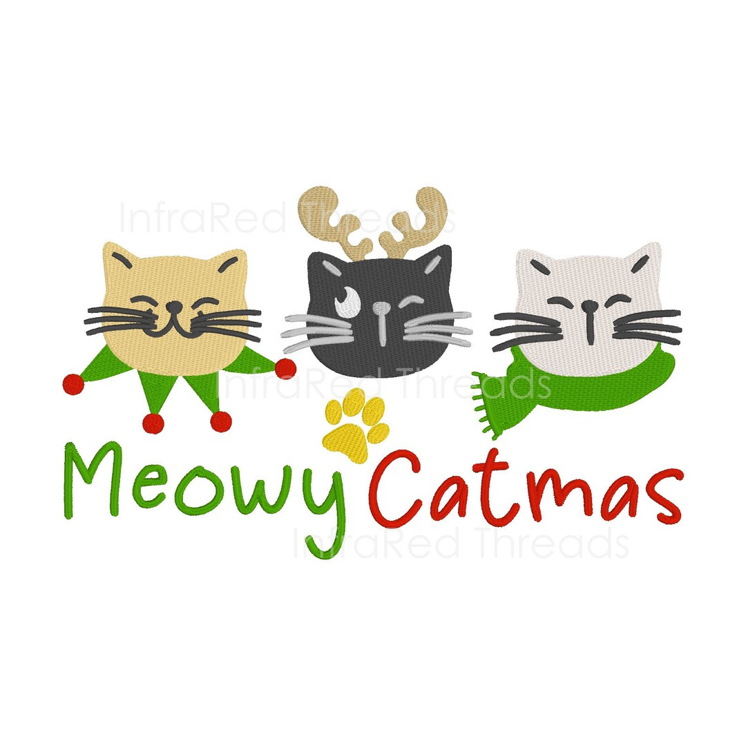 Meowy Catmas Digital Embroidery Design - Etsy
