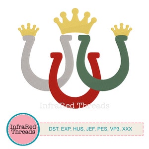 3 Interlocking Horseshoes With Crowns Embroidery Design – 5.31x5.56 ...