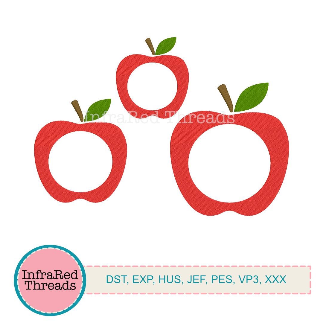 Apple Monogram Frame Embroidery Design Set – 3 Sizes Included - Etsy