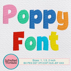 Poppy Embroidery Font – Bold Fill Stitch Letters in 3 Sizes - Etsy