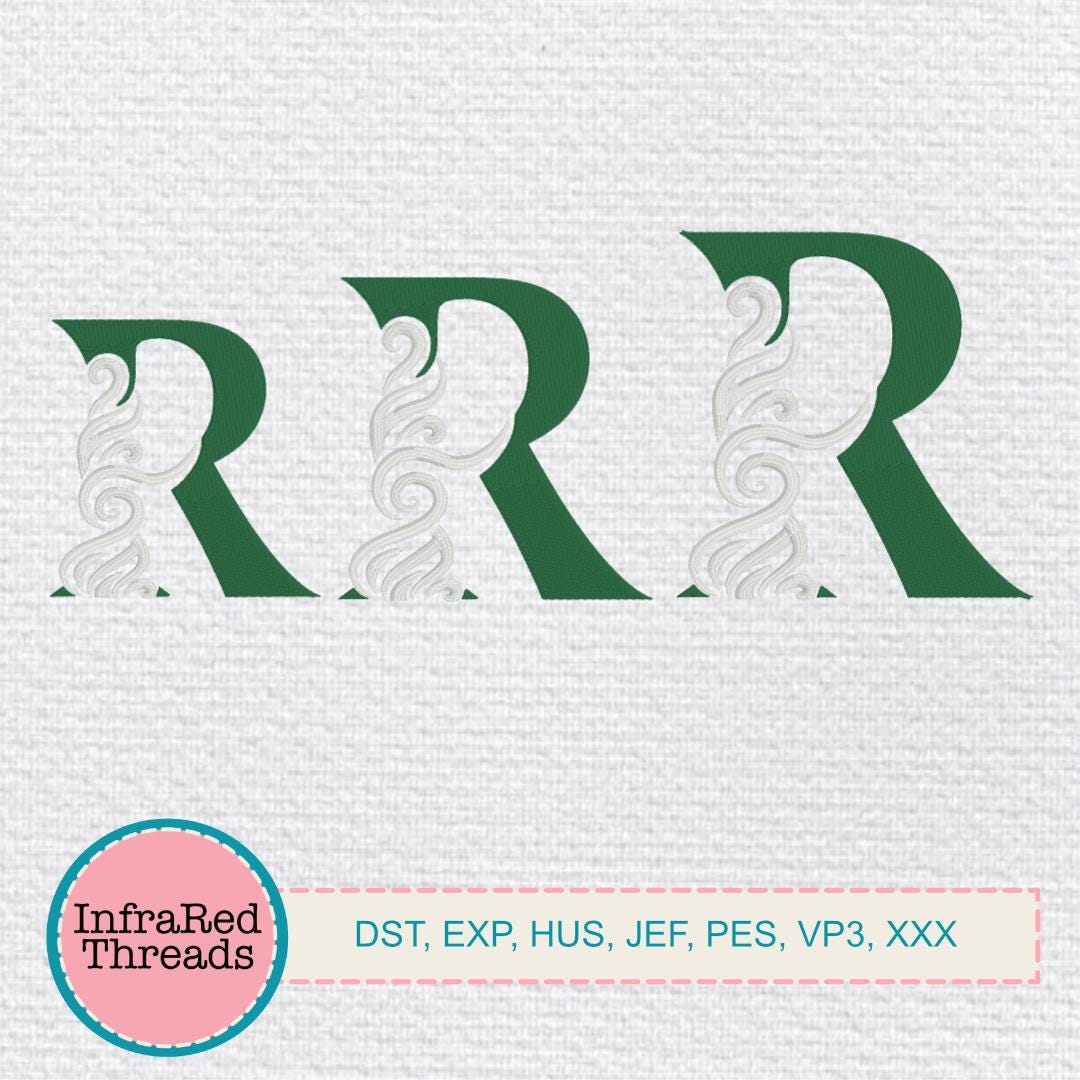 Letter R Swirly for Monogram - 3 Sizes - Digital Embroidery Design - Etsy