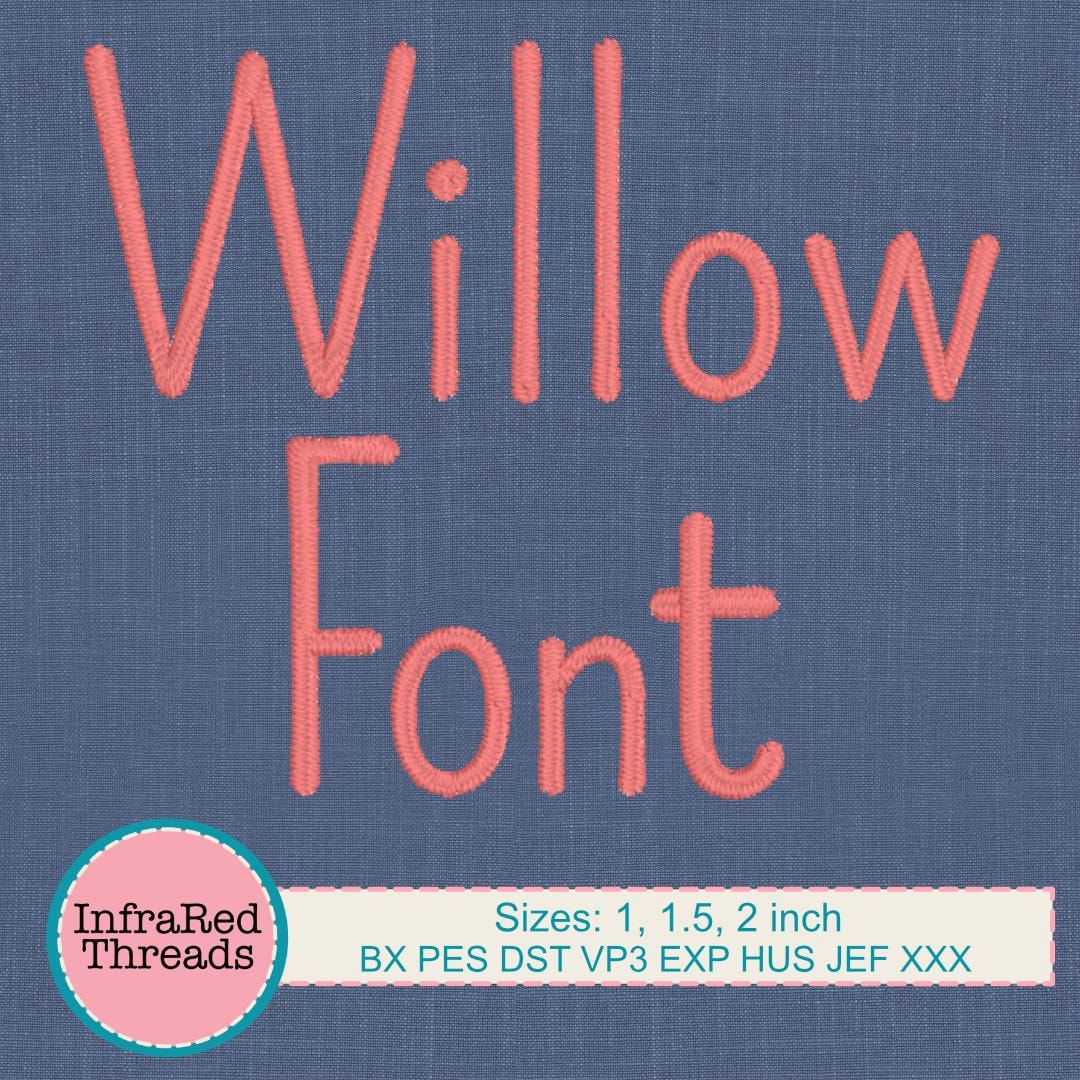 Willow Embroidery Font Tall Narrow Satin Stitch Alphabet in 3 Sizes - Etsy