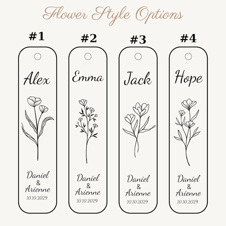 Custom Place Card Bookmarks for Guests, Plexiglass Wedding Favors ...