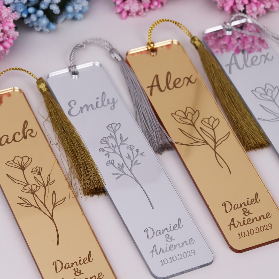 Custom Place Card Bookmarks for Guests, Plexiglass Wedding Favors ...