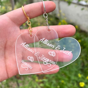 Personalized Heart Shaped Wedding Keychain Favors for Guests | Engraved ...