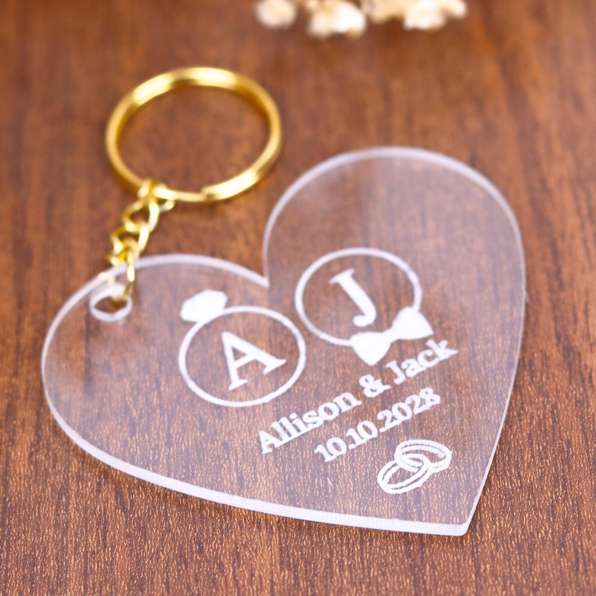 Custom Heart Shaped Transparent Keychain Wedding Favors for Guests ...
