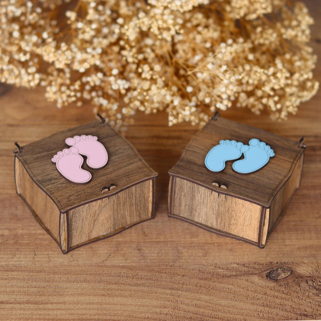 10 Pcs Custom Wooden Baby Feet Theme Baby Shower Gift Box for Guests in ...