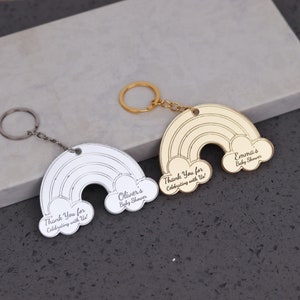 Personalized Rainbow With Cloud Keychain Baby Shower Favors in Bulk for ...