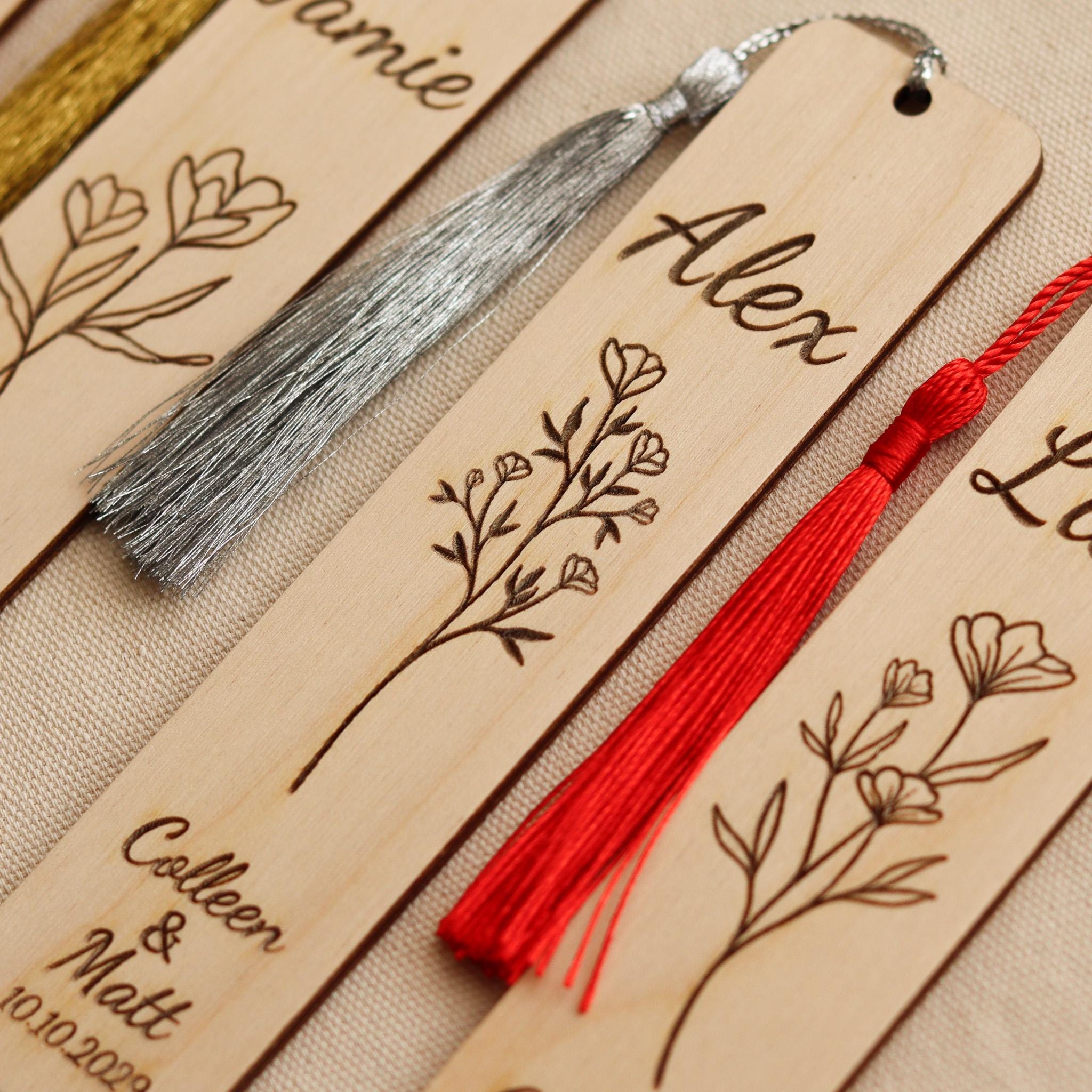 Custom Wooden Place Card Bookmarks, Personalized Wedding Favors for ...