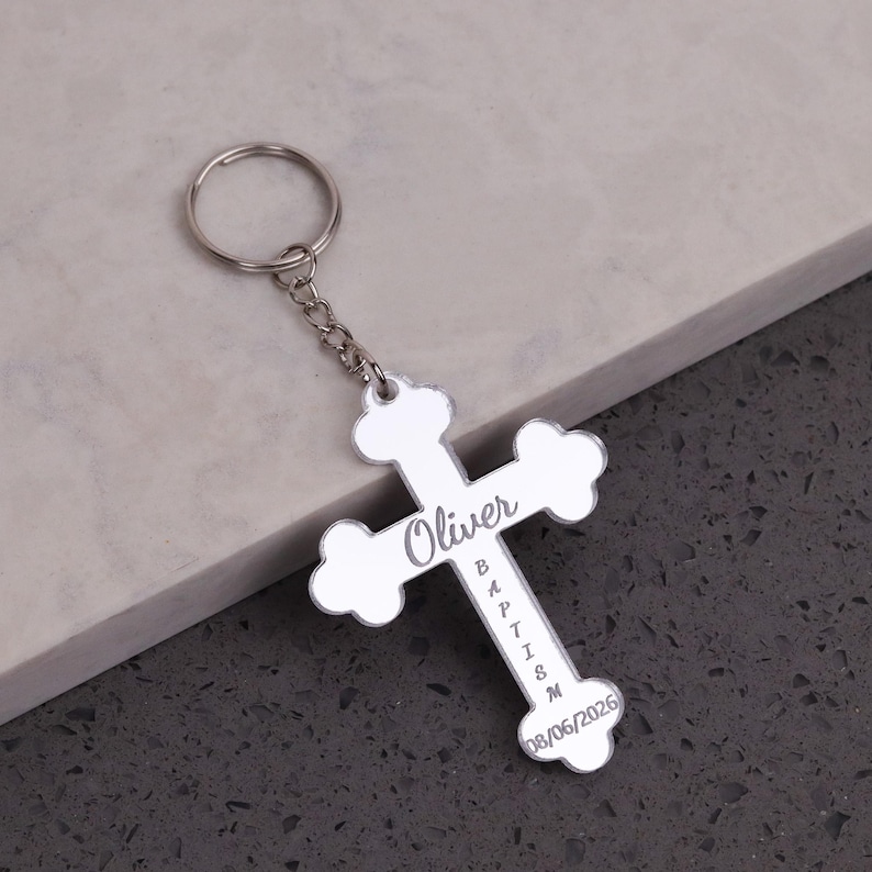 Custom Cross Keychain Baptism Favors for Guests | Funeral Favors ...