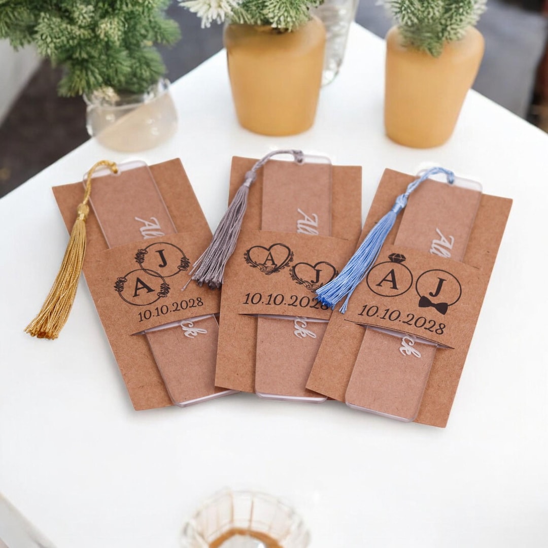 Custom Transparent Bookmarks for Wedding Favors, Personalized Wedding ...