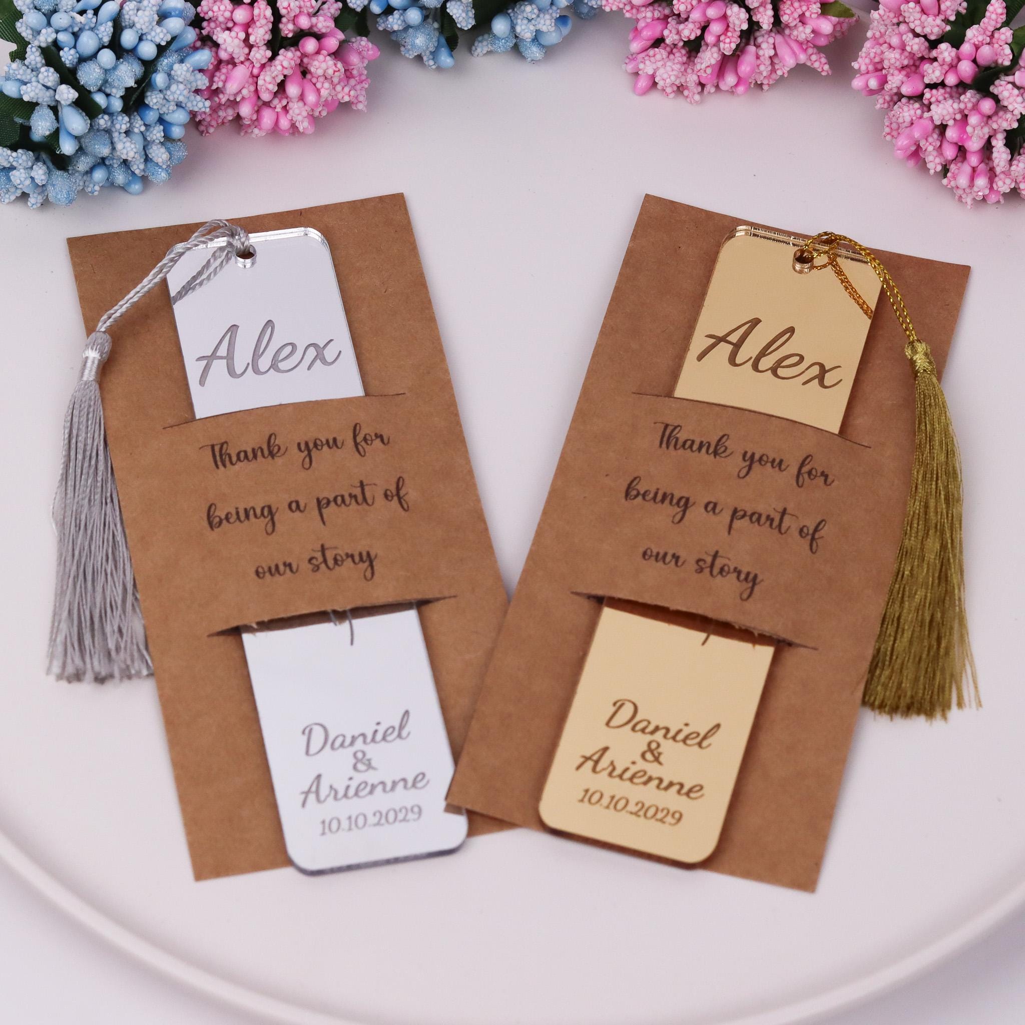 Custom Place Card Bookmarks for Guests, Plexiglass Wedding Favors ...