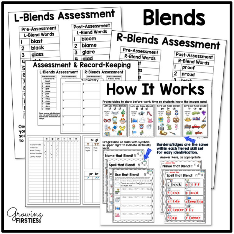Initial Consonant Blends Practice L Blends R Blends Beginning Blends ...