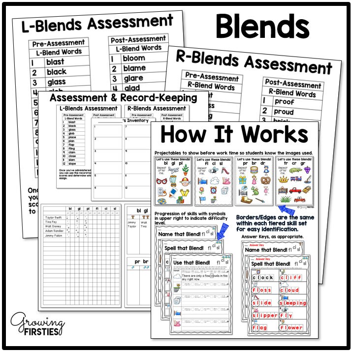 Initial Consonant Blends Practice L Blends R Blends Beginning Blends ...