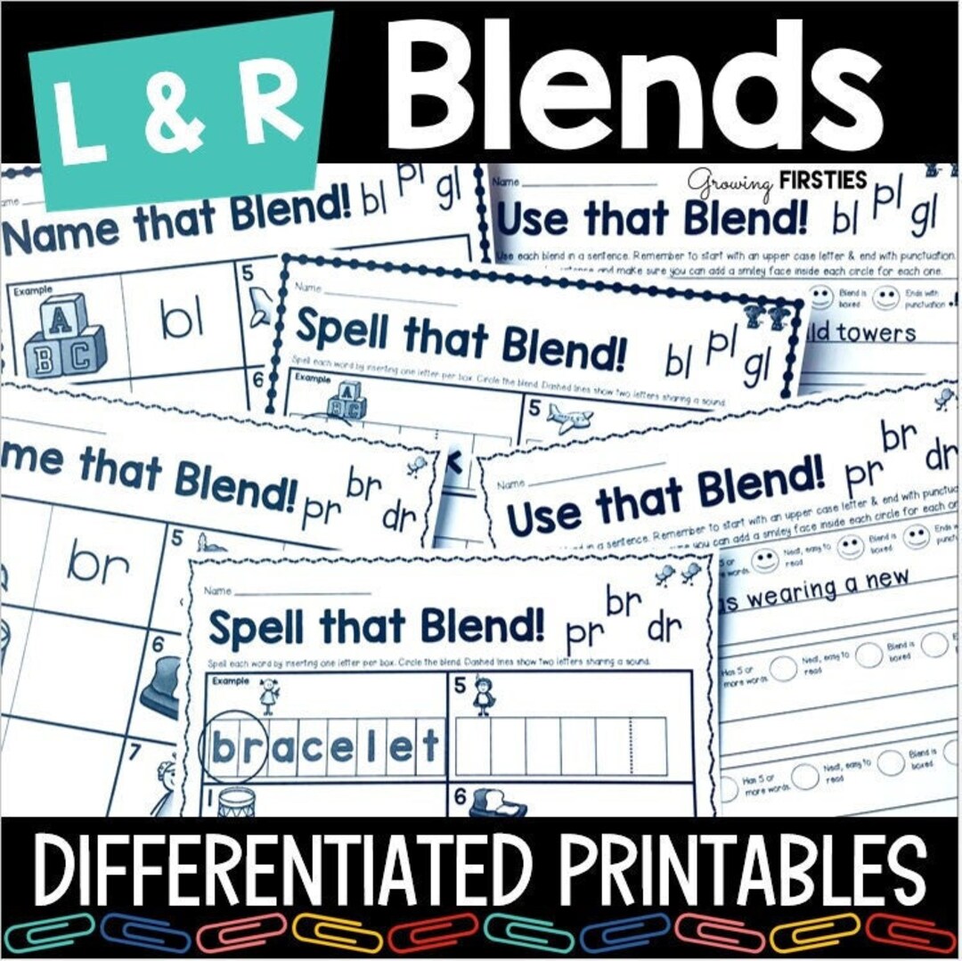 Initial Consonant Blends Practice L Blends R Blends Beginning Blends ...